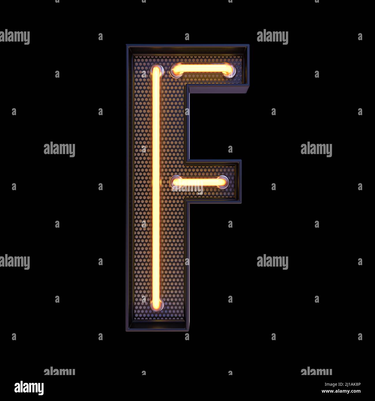 Neon retro Light Alphabet letter F isolated on a black background with ...