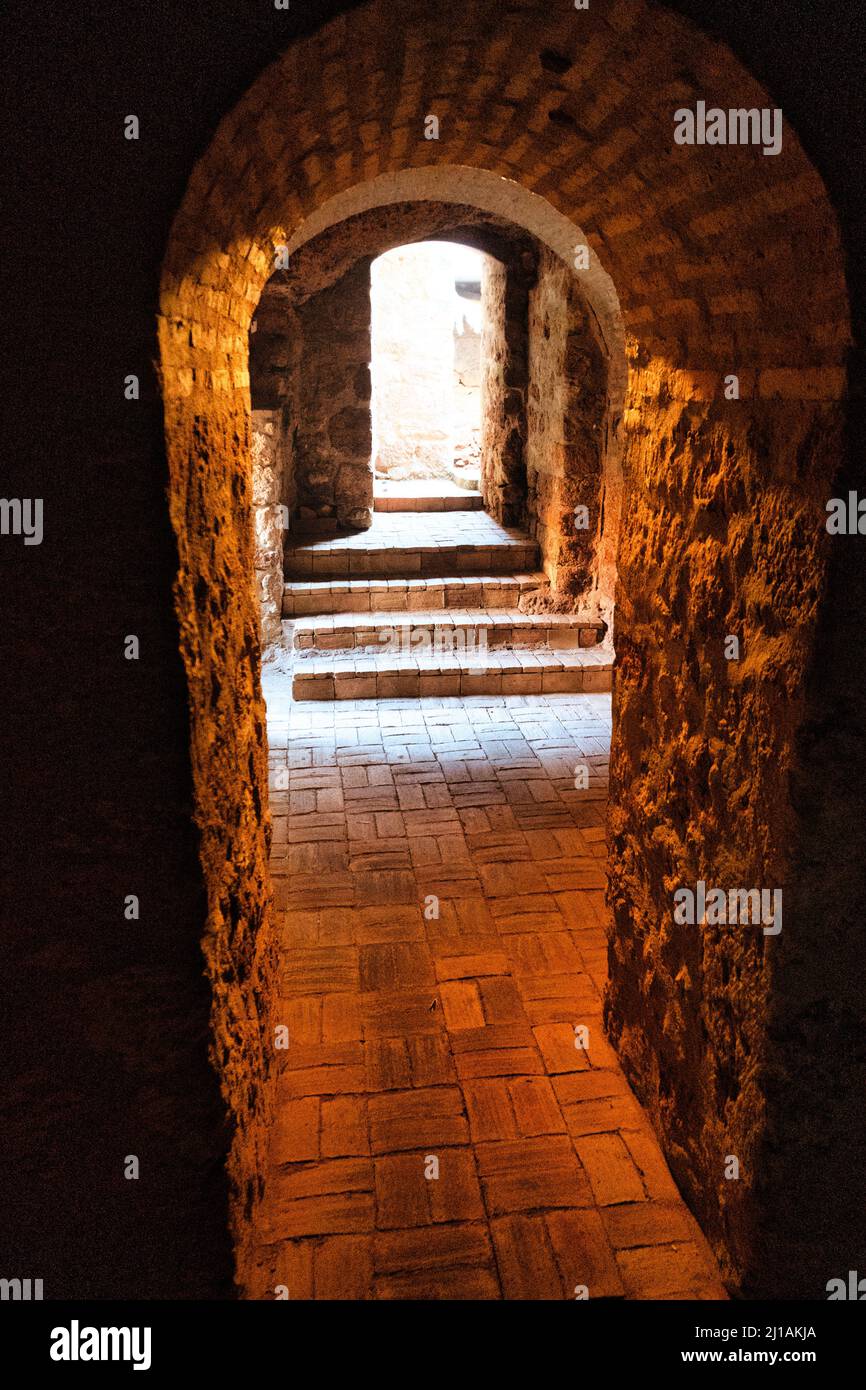 A vertical shot of the inside of the Niebla Castle in Spain Stock Photo ...
