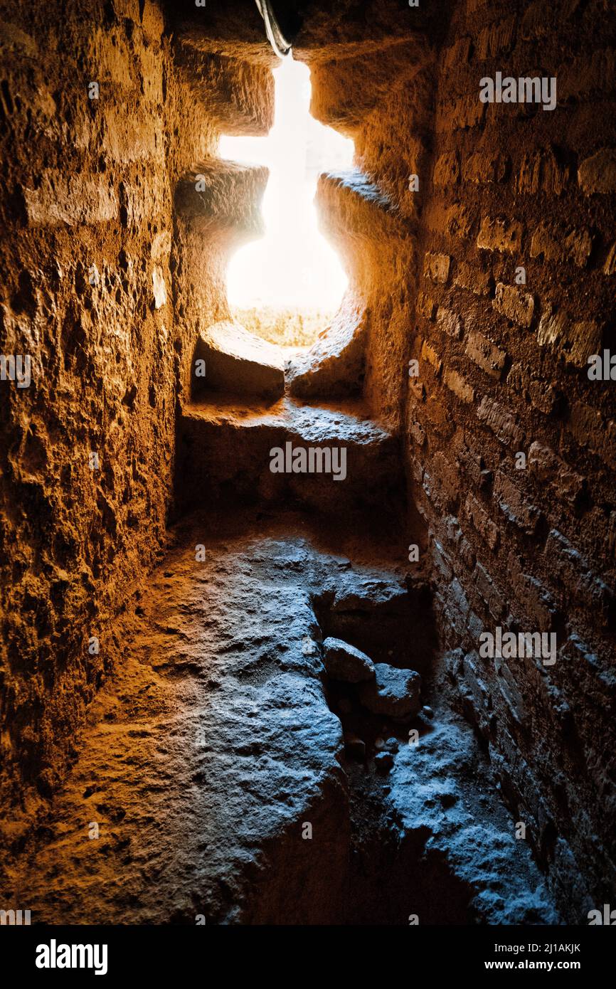 A vertical shot of the inside of the Niebla Castle in Spain Stock Photo ...