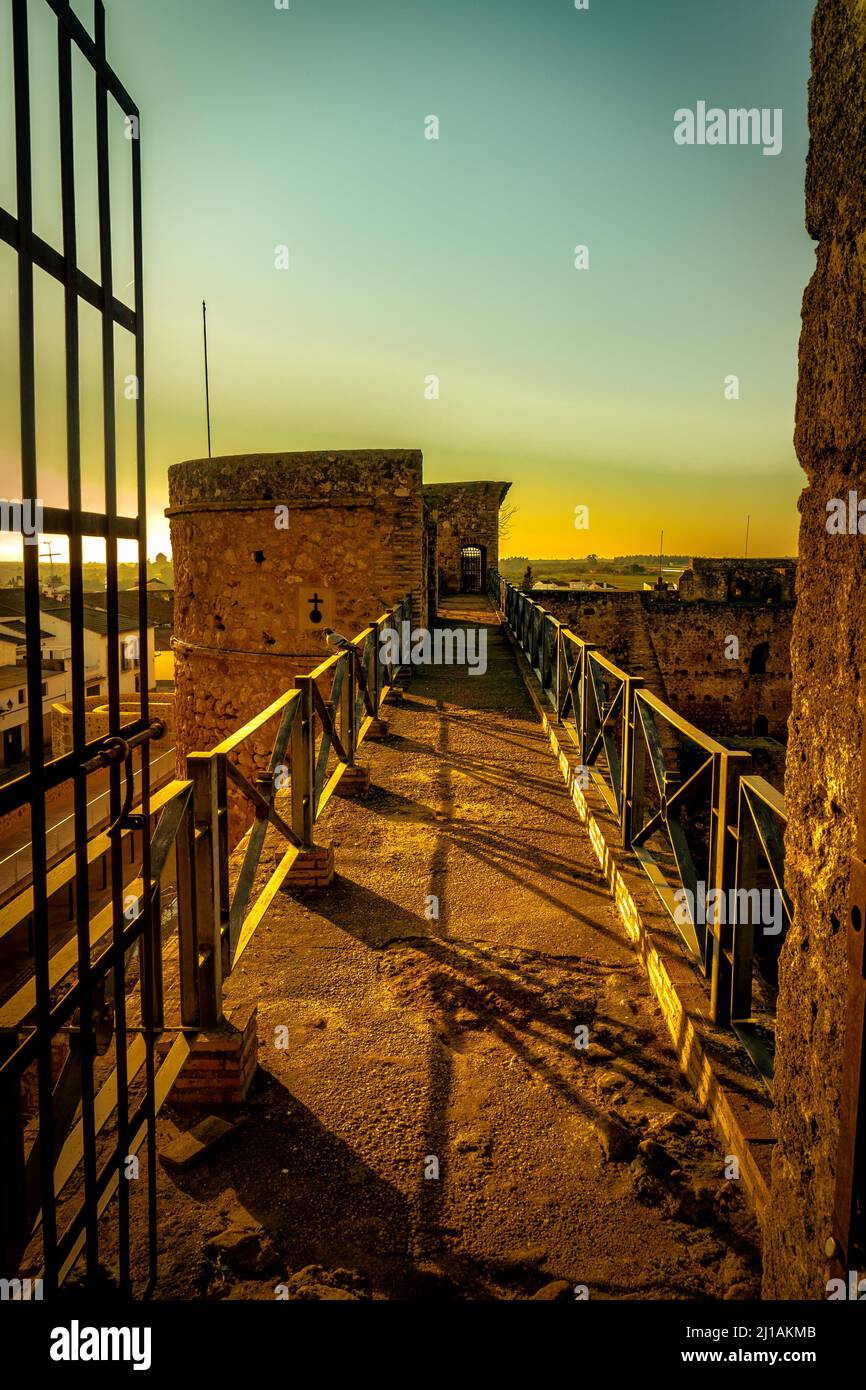 A vertical shot of a bridge in the Niebla Castle in Spain Stock Photo ...