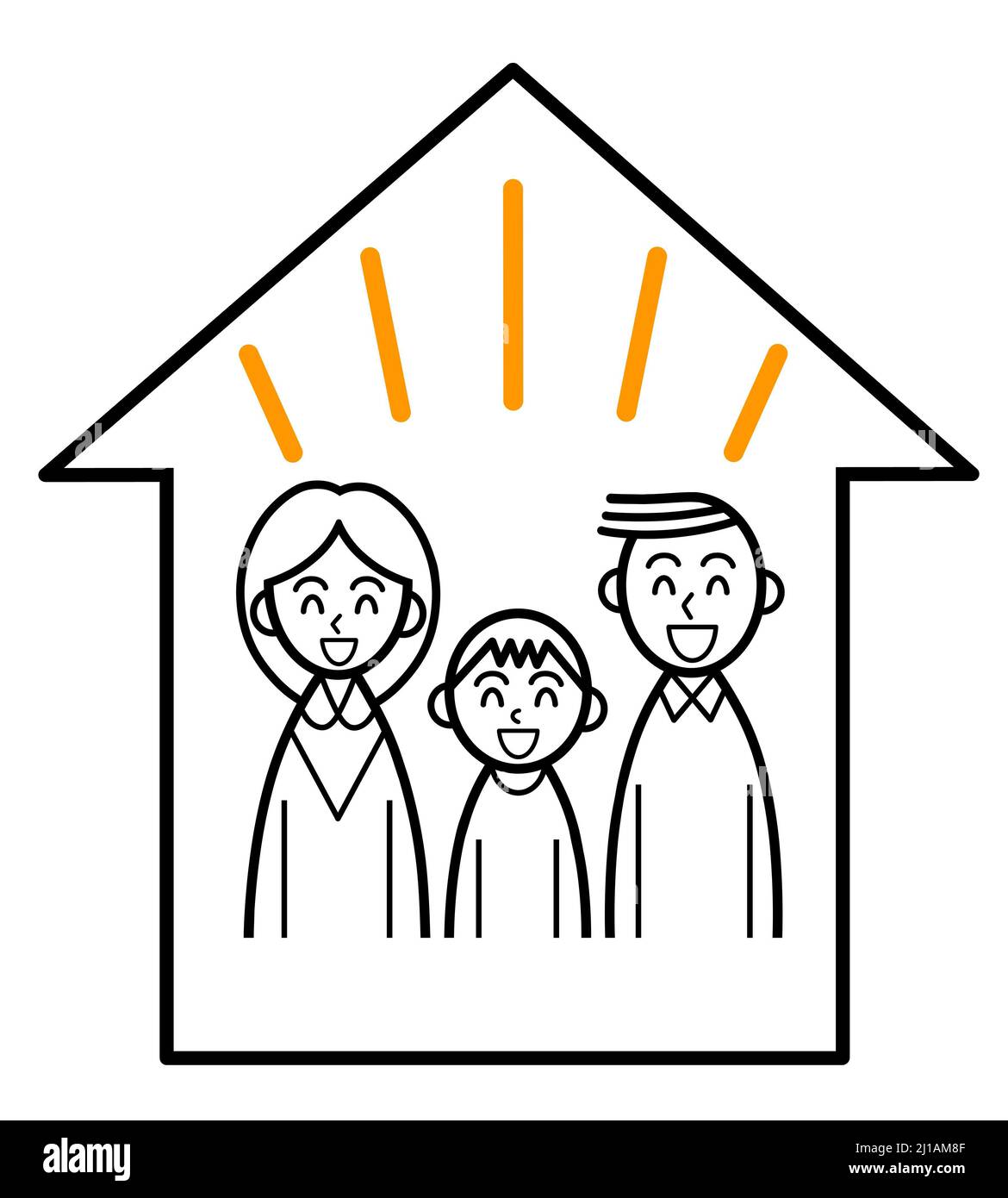 A family of three with bright smiles in house Stock Photo - Alamy