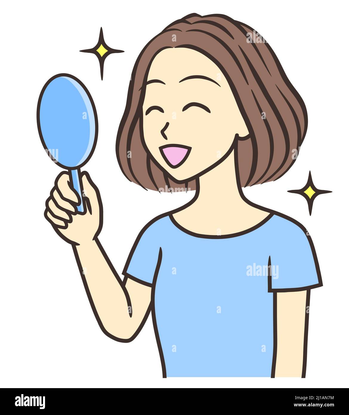 Woman looking mirror illustration hi-res stock photography and images ...