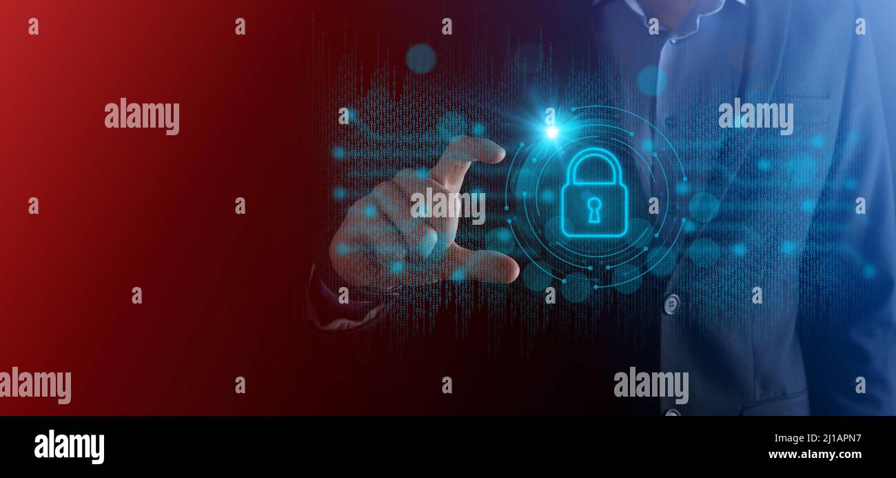 Cyber security network. Padlock icon and internet technology networking ...