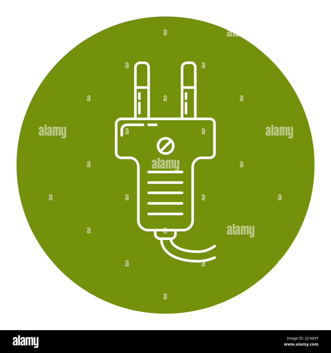 Plug icon in thin line style. Electricity connection symbol in round ...