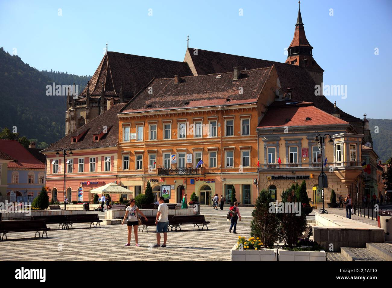 in der Altstadt am Platz Piata Sfatului, Blick zur Schwarzen Kirche ...