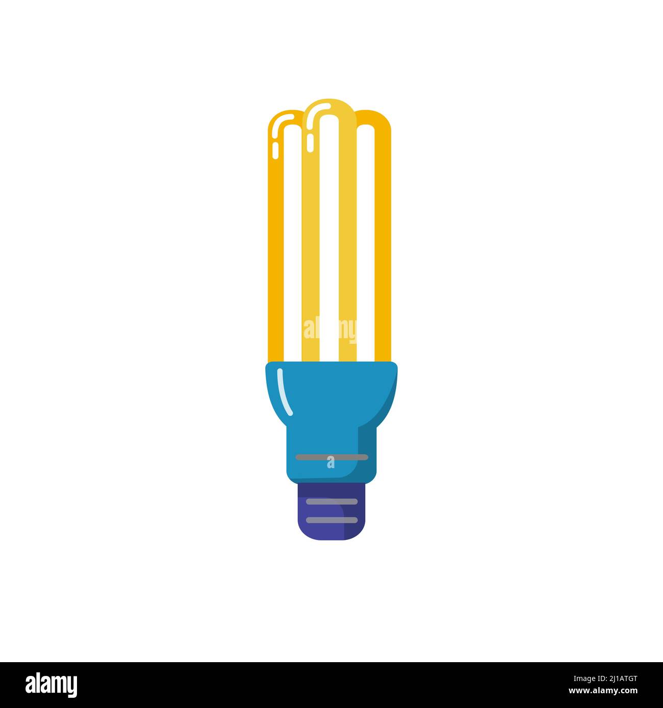 Energy saving fluorescent light bulb icon in flat style. Economical ...