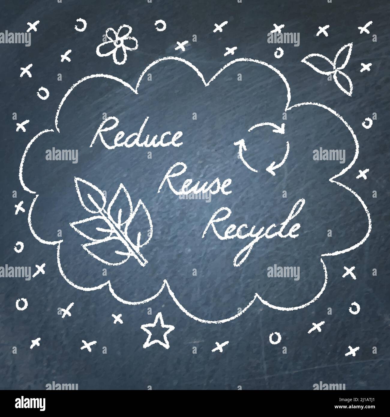 Hand drawn ecology banner on chalkboard - Reduce Reuse Recycle lettering Stock Vector Image ...