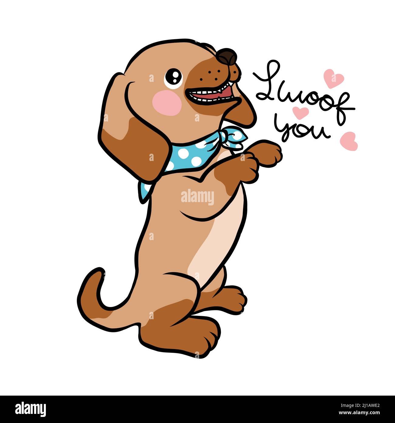 Cute puppy I woof you cartoon painting illustration Stock Vector Image ...