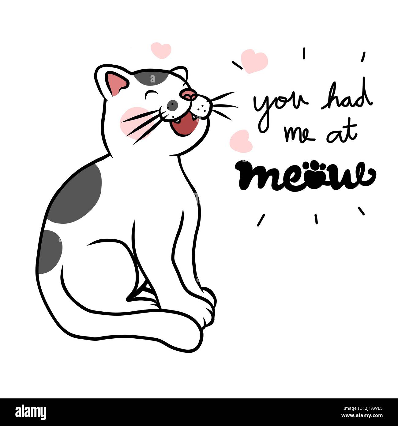 You had me at meow, cute card cartoon vector illustration Stock Vector ...