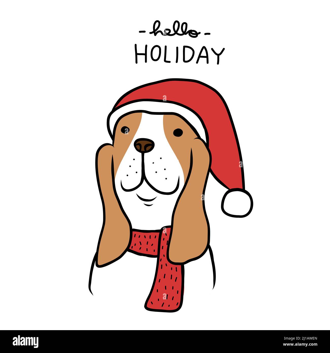 Beagle dog santa. Happy holiday cartoon vector illustration Stock ...