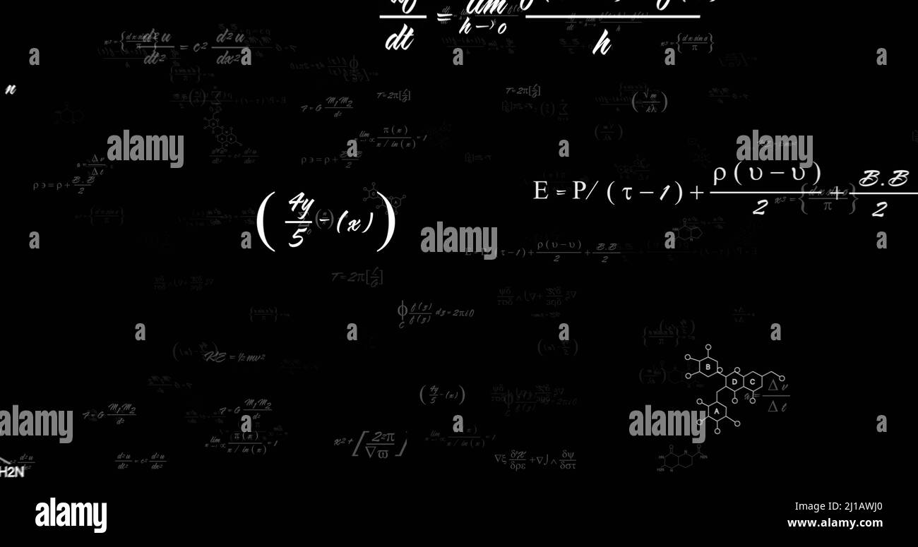 Image of mathematical equations processing on black background Stock ...
