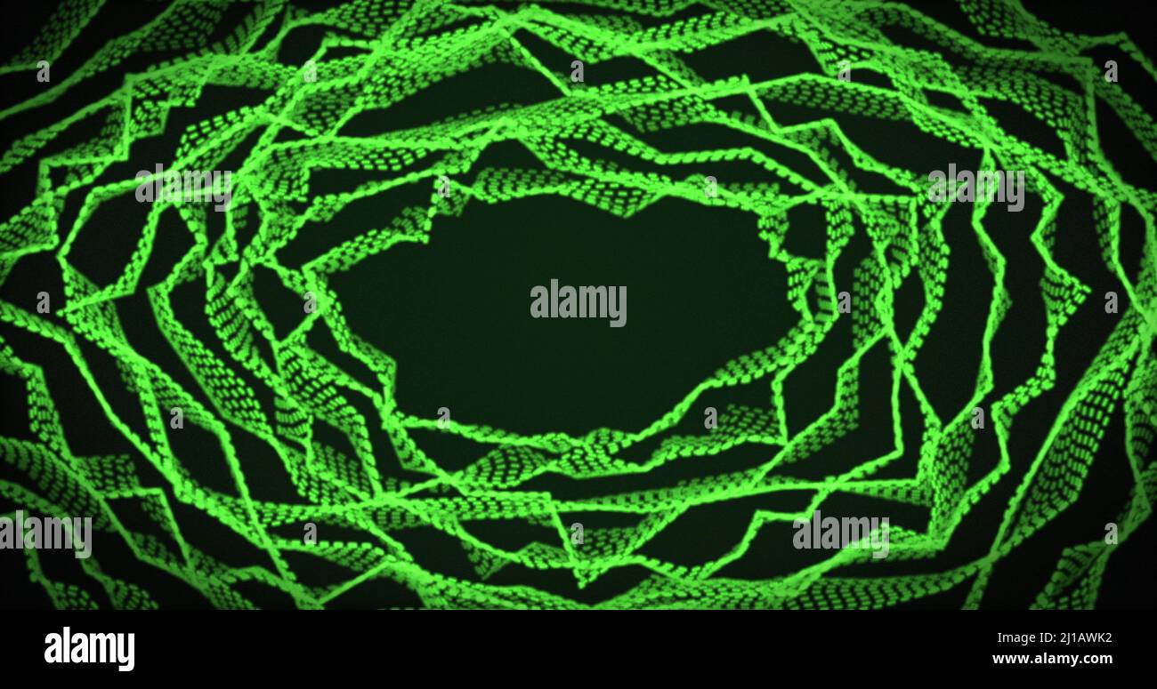 Image of green network of connections over black background Stock Photo ...