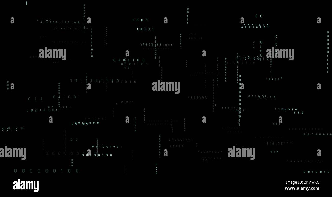 Image of binary coding and data processing on black background Stock ...