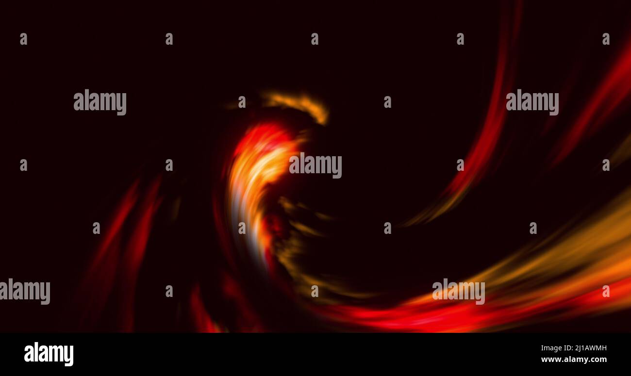 Image of glowing orange and red light wave moving on black background ...