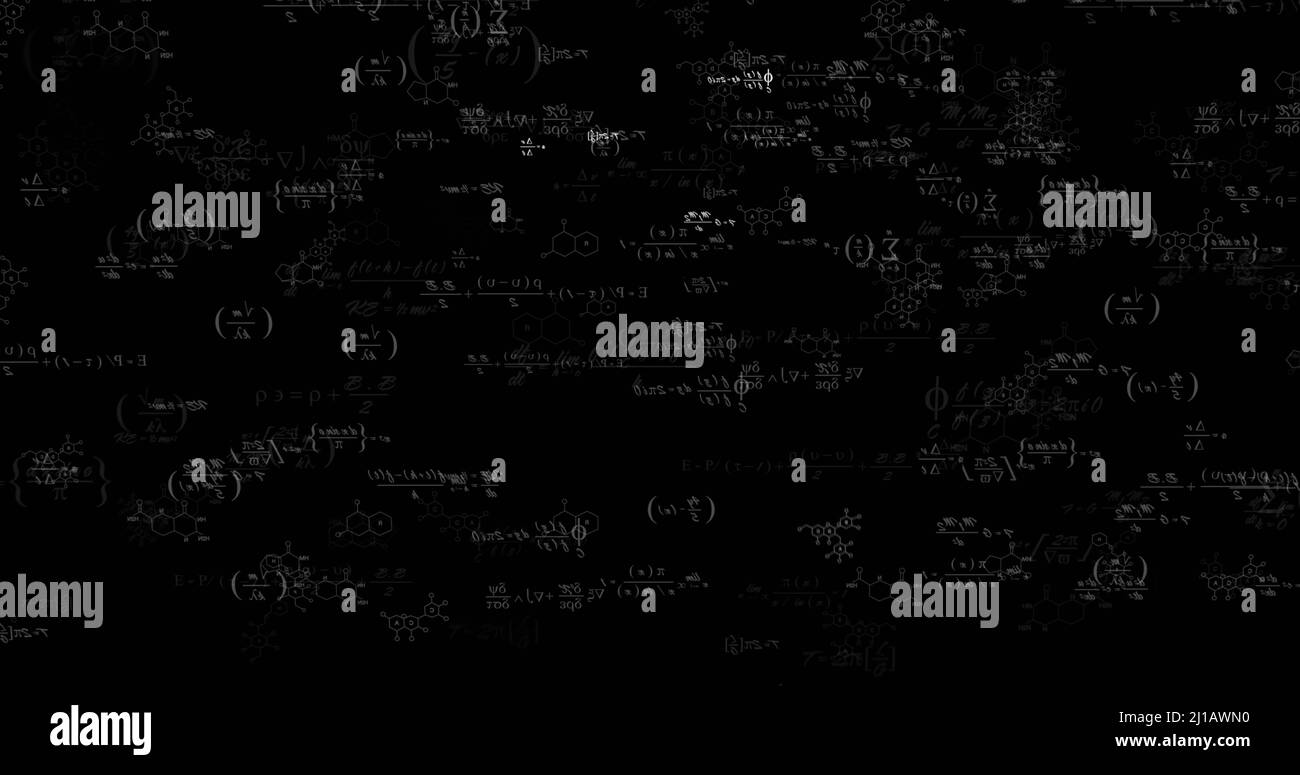Image of mathematical equations processing on black background Stock ...
