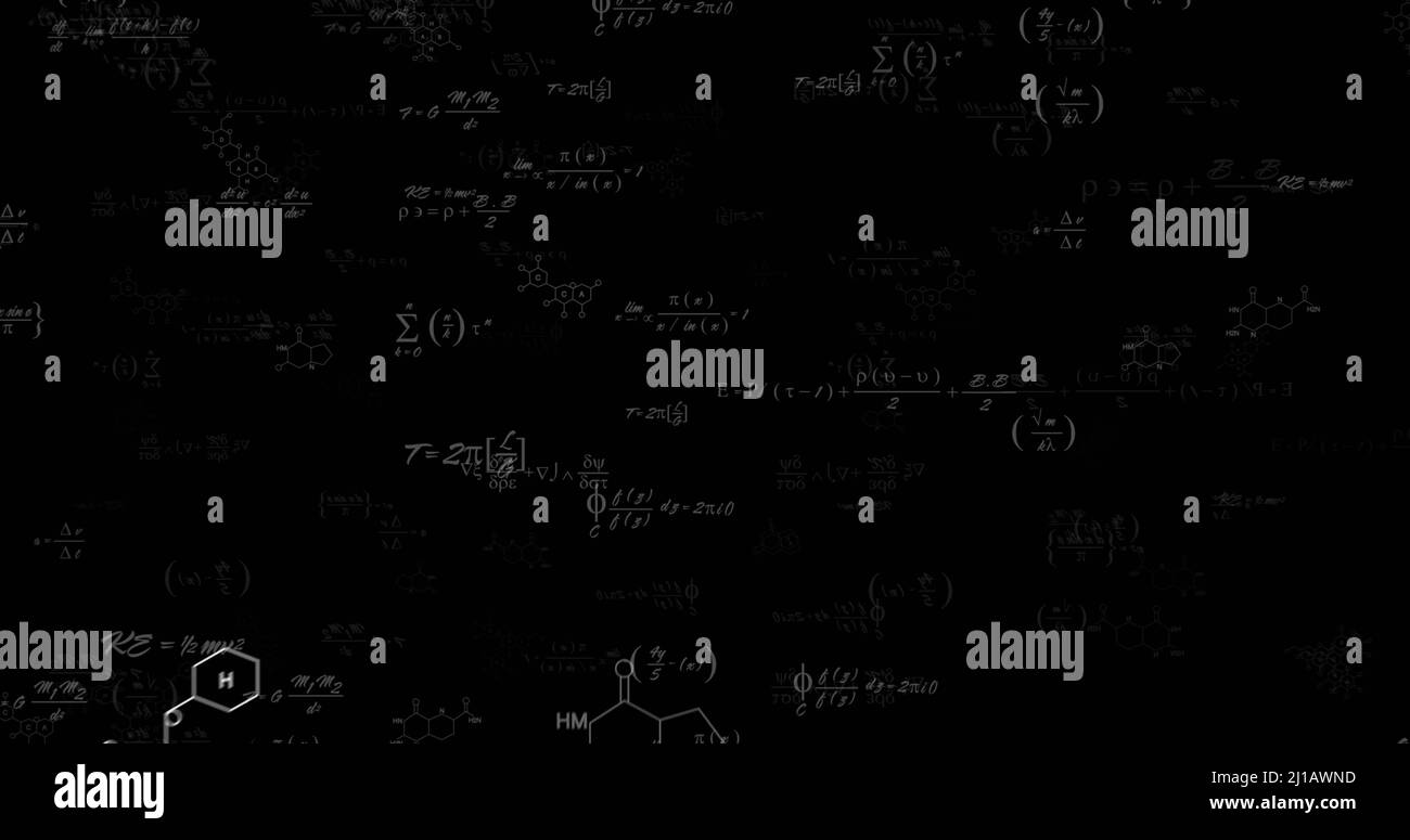 Image of mathematical equations processing on black background Stock ...