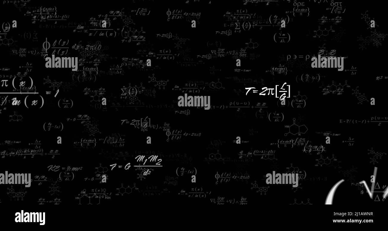Image of mathematical equations processing on black background Stock ...