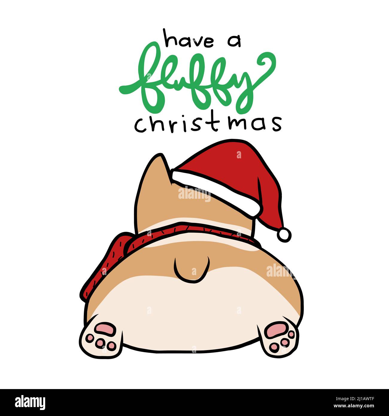 Corgi wear Santa hat, Have a flurry Christmas cartoon vector ...