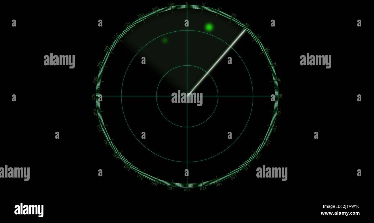 Image of radar with spots moving on black background Stock Photo - Alamy