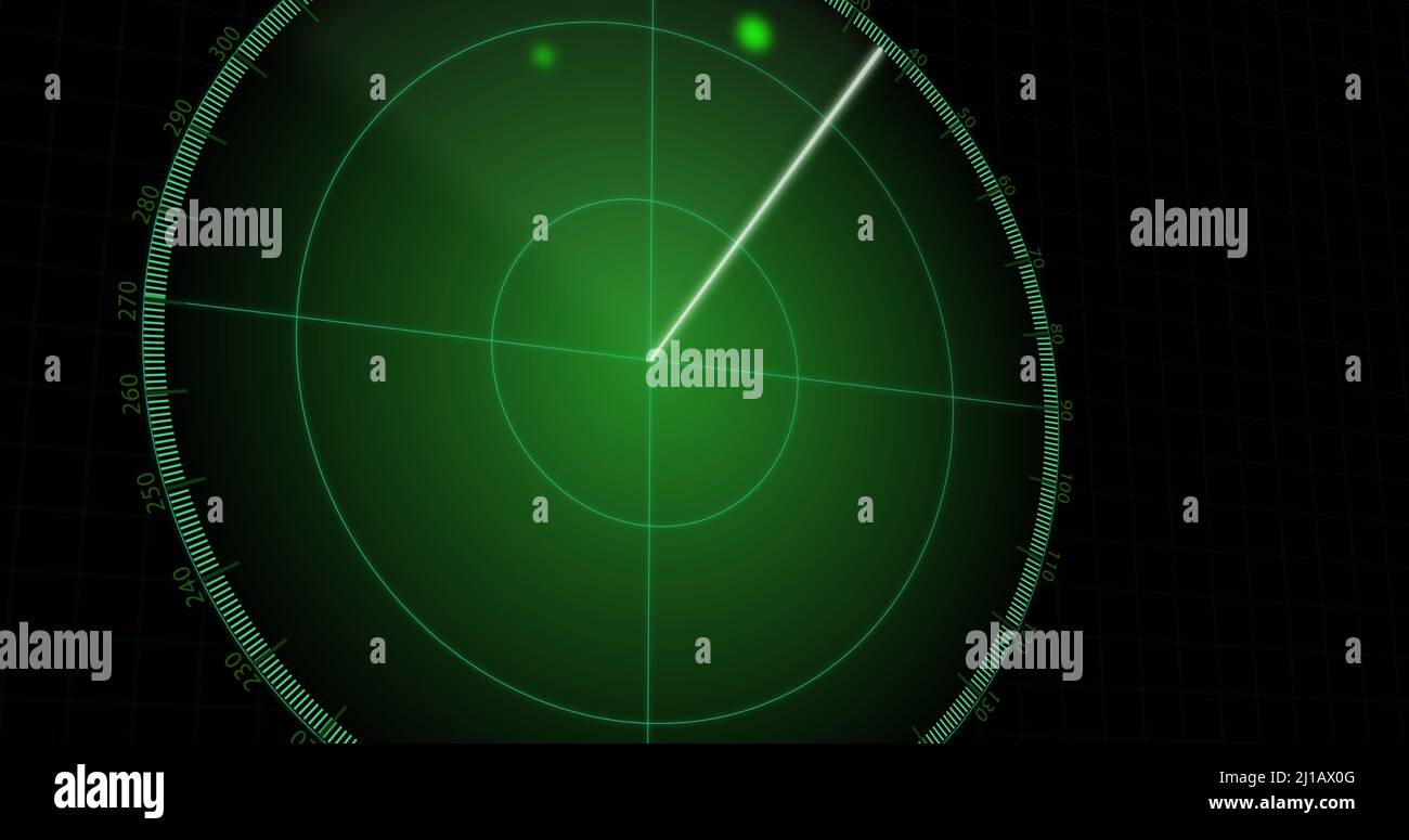 Image of radar with spots moving on black background Stock Photo - Alamy