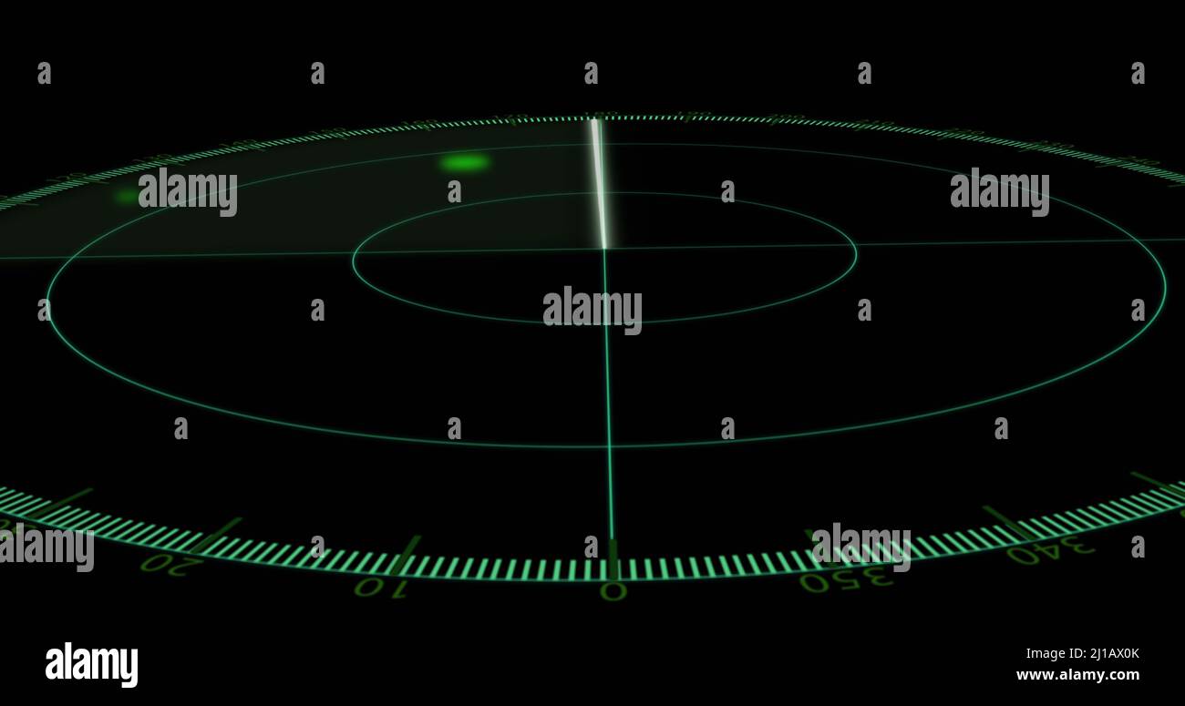 Image of radar with spots moving on black background Stock Photo - Alamy