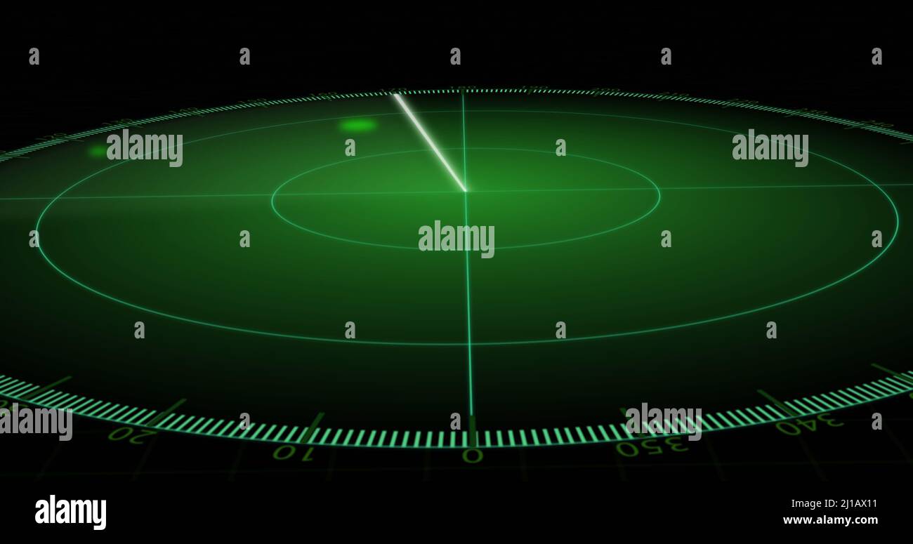 Image of radar with spots moving on black background Stock Photo - Alamy
