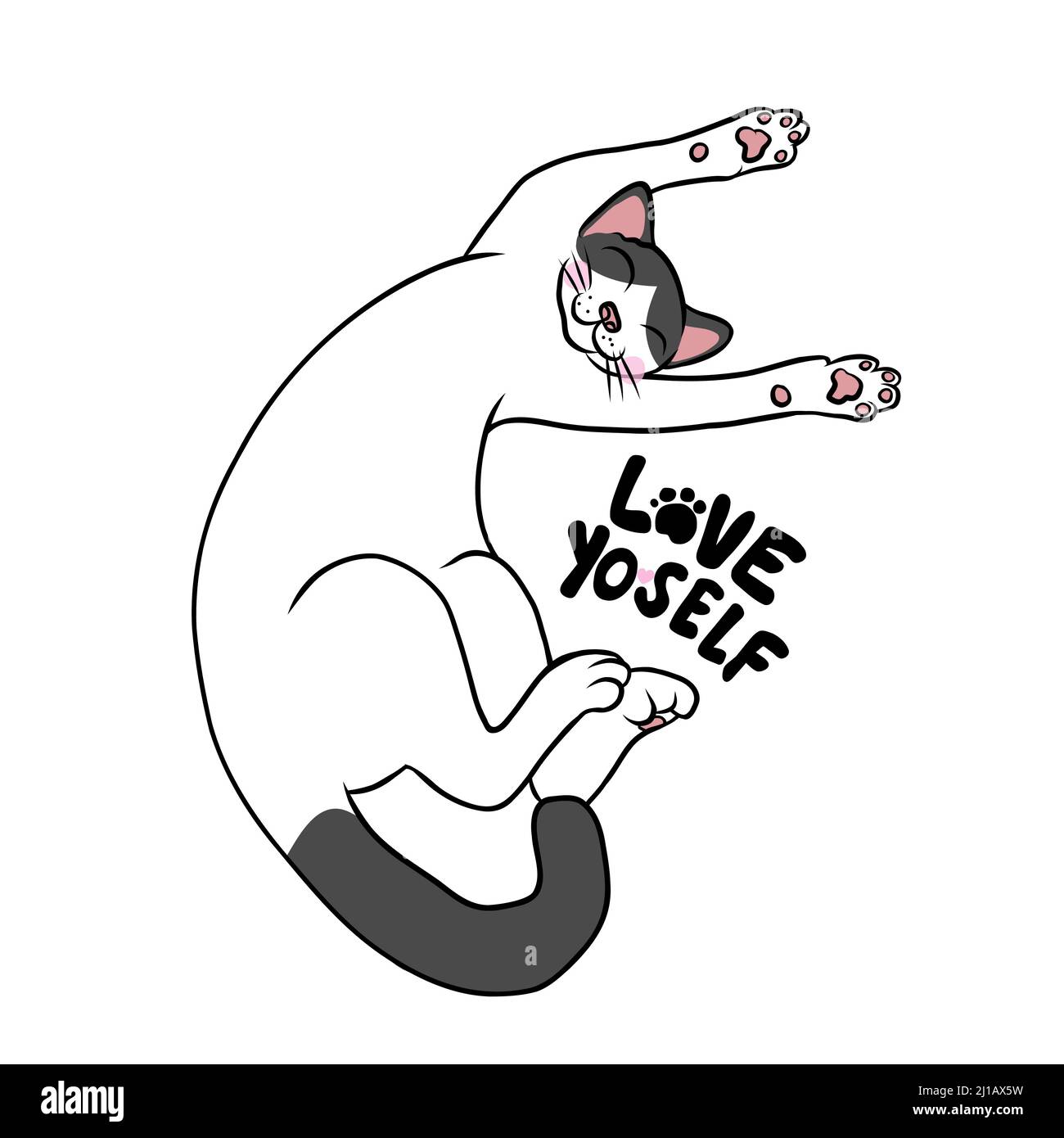 Funny cat love yo-self cartoon vector illustration Stock Vector Image ...
