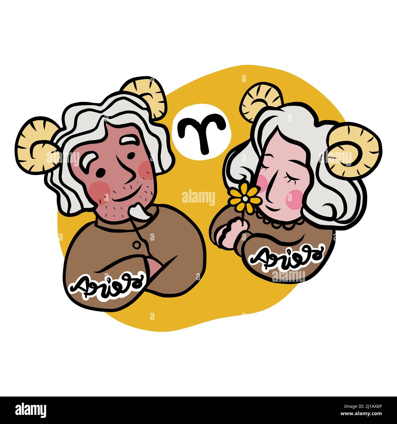 Cute Aries Horoscope cartoon vector illustration Stock Vector Image ...