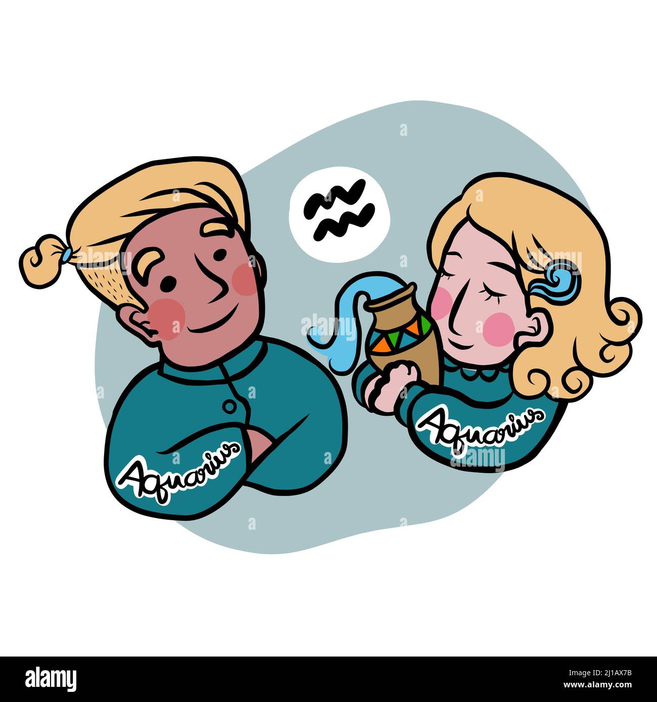 Cute Aquarius Horoscope Cartoon Vector Illustration Stock Vector Image