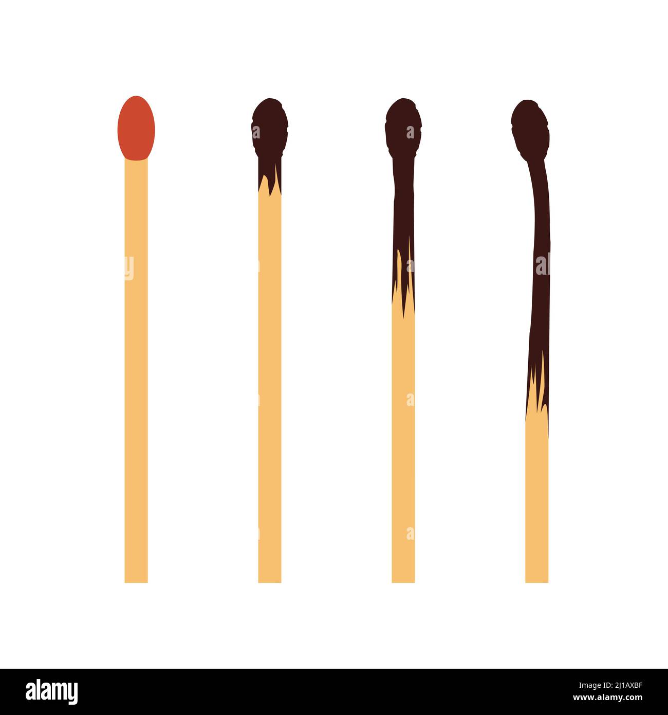 Burning of match at different stages. Lightning equipment in flat style ...