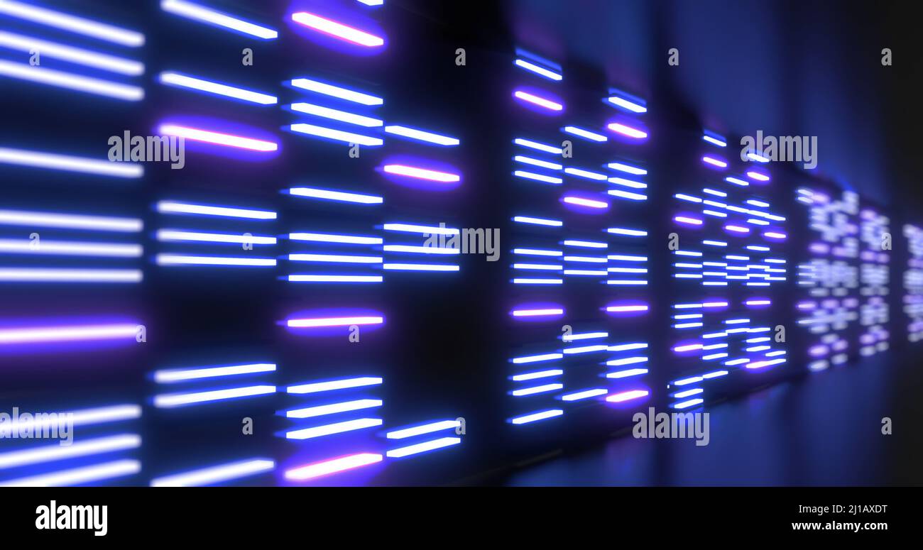 Image of purple neon light lines flickering on black background Stock ...