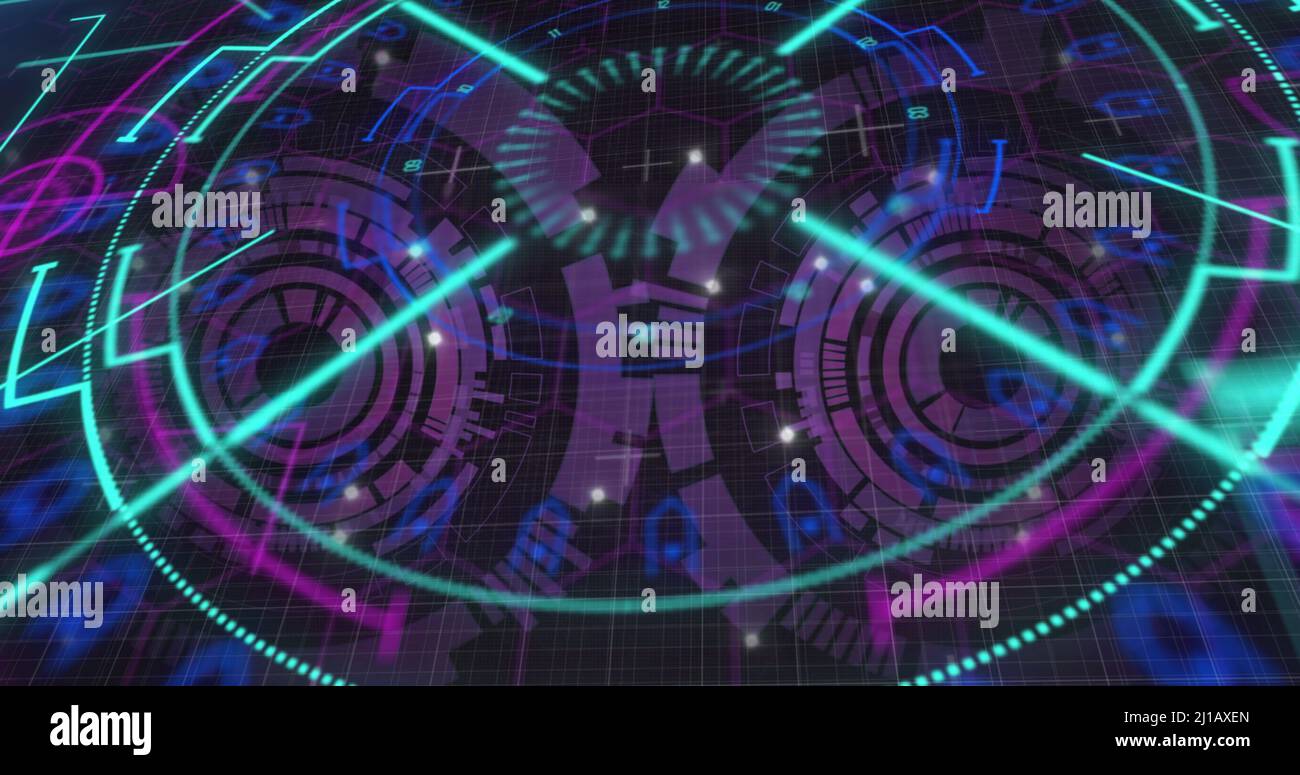 Image of data processing over scopes scanning Stock Photo - Alamy