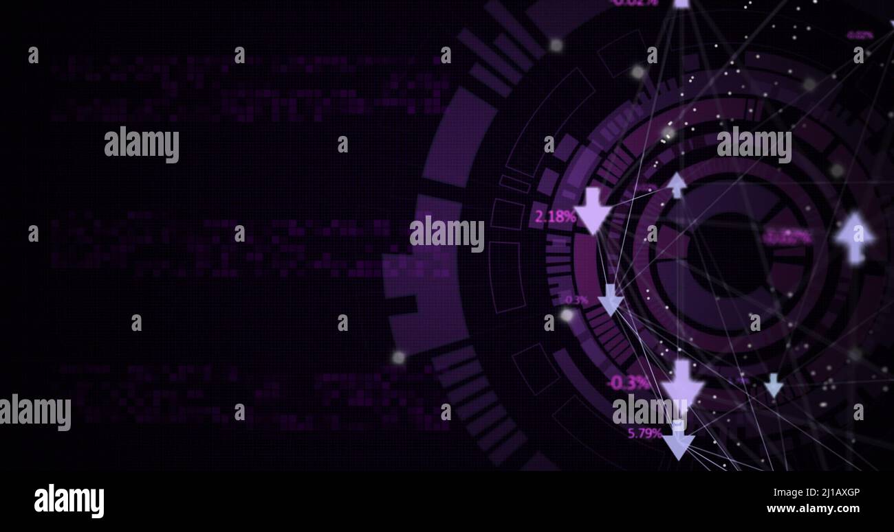 Image of arrows with network of connections over scope scanning Stock ...