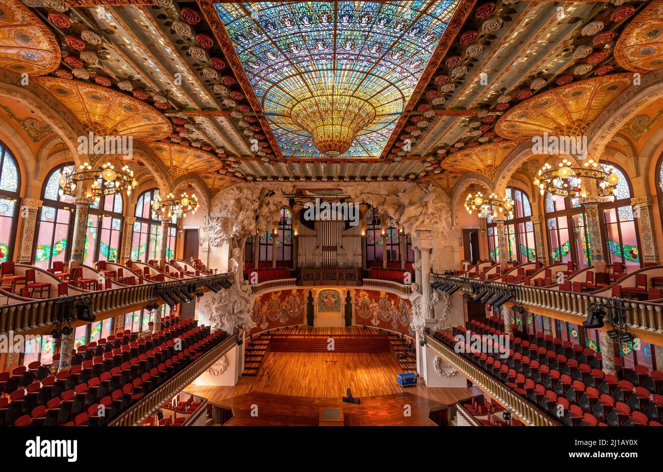 Palace of Catalan music in Barcelona, Spain. The Palau de la Musica ...