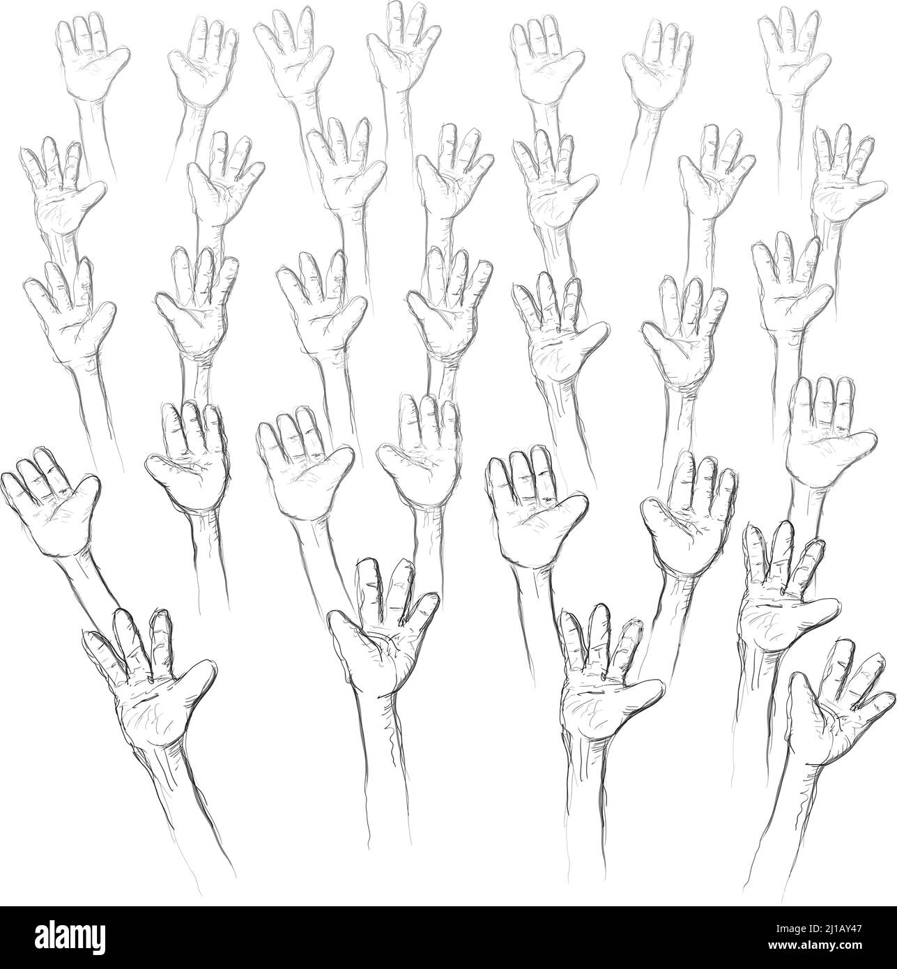 Hands raised up, vector drawing Stock Vector Image & Art - Alamy