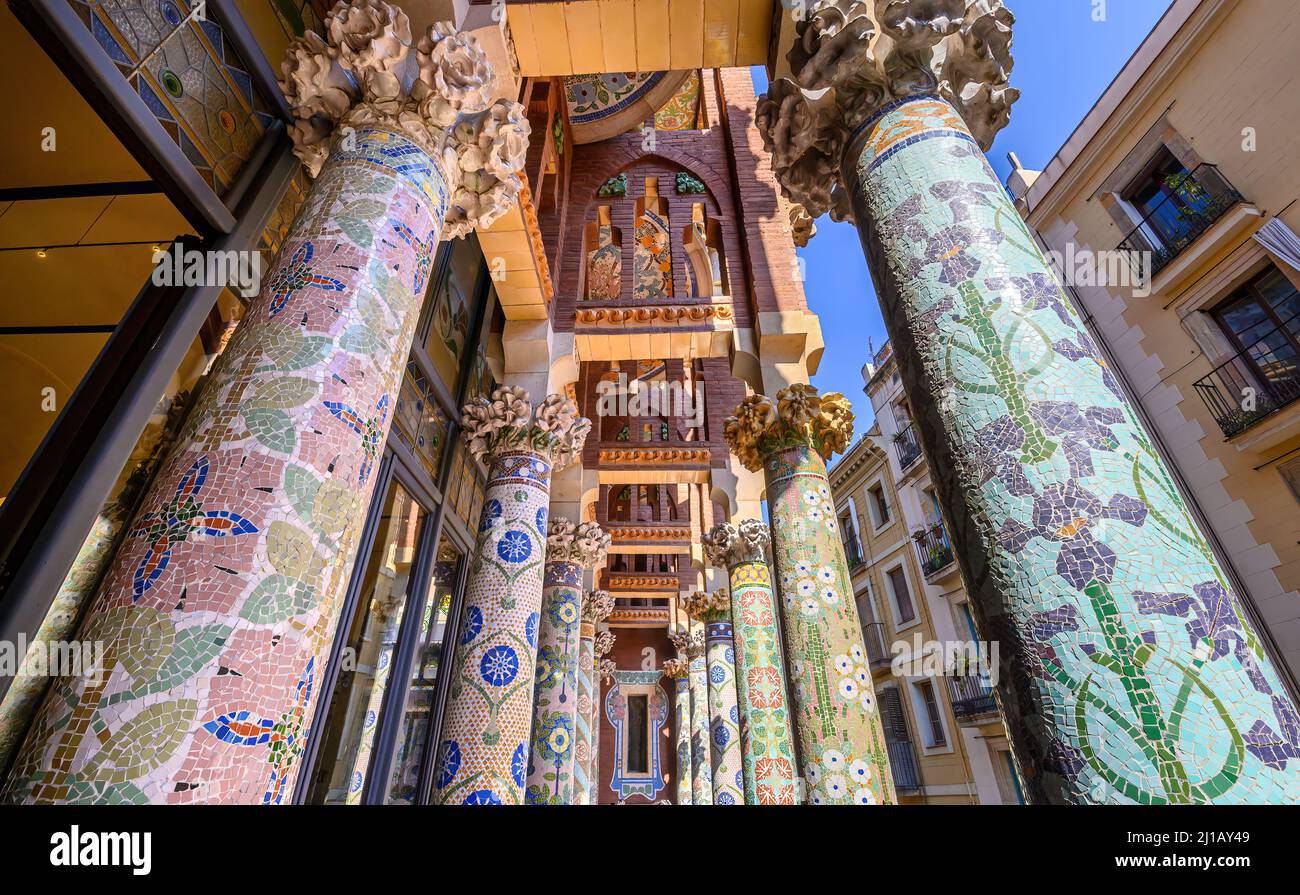 Palace of Catalan music in Barcelona, Spain. The Palau de la Musica ...