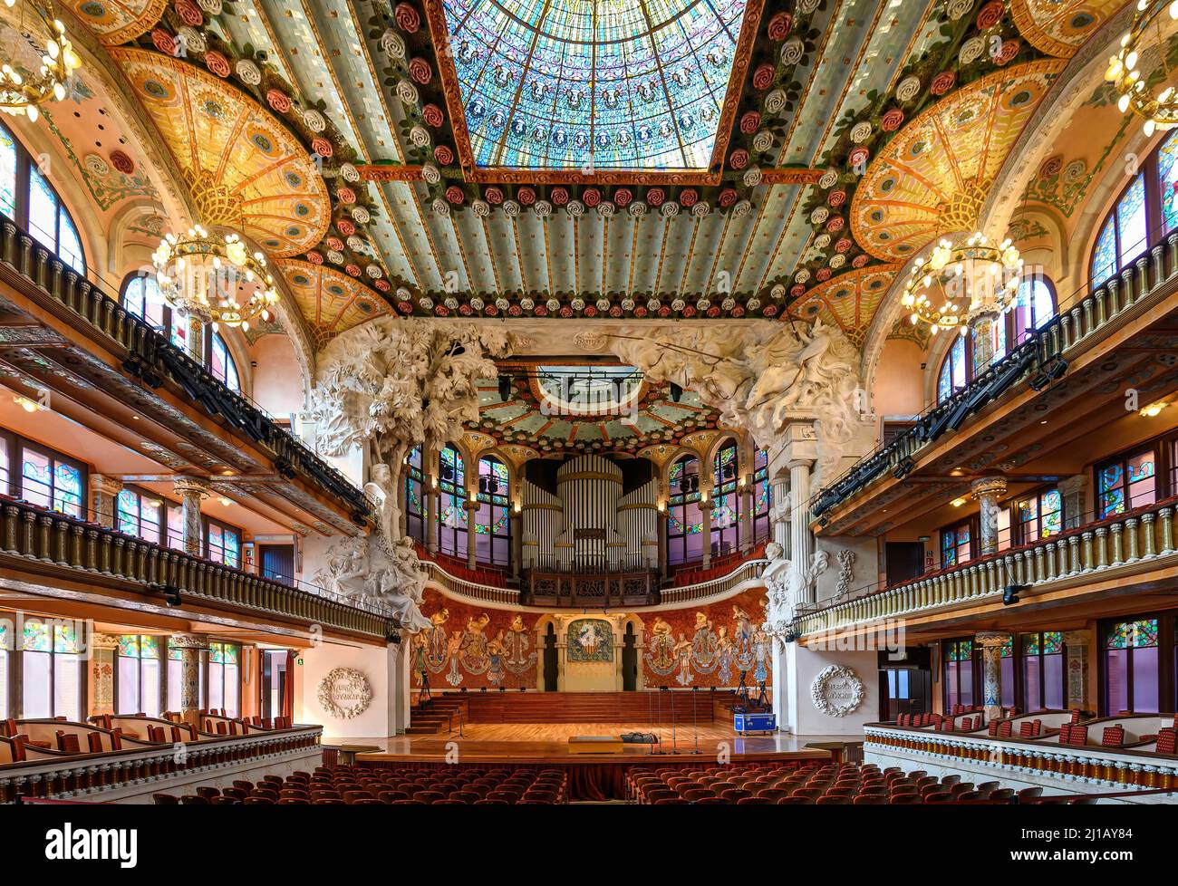 Palace of Catalan music in Barcelona, Spain. The Palau de la Musica ...