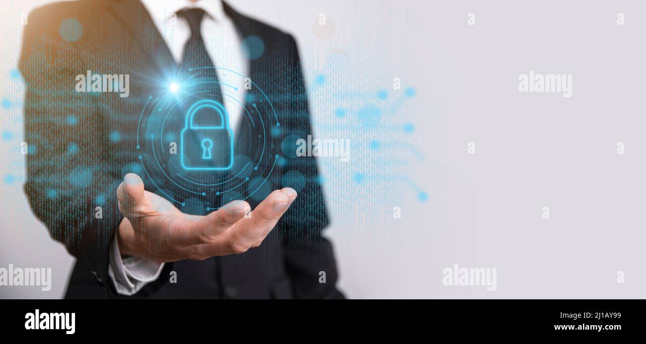 Cyber security network. Padlock icon and internet technology networking ...