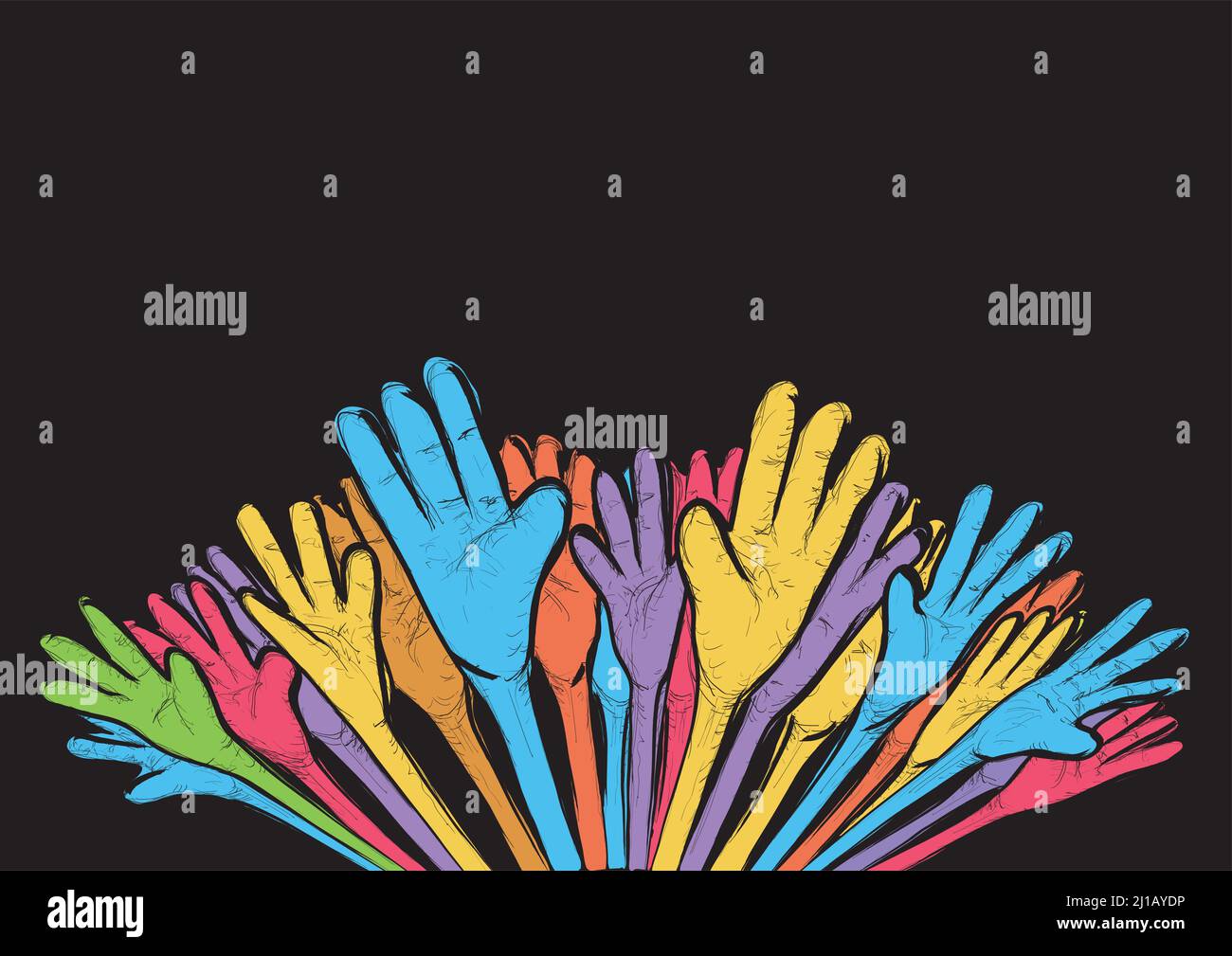 Hands raised up, vector drawing Stock Vector Image & Art - Alamy