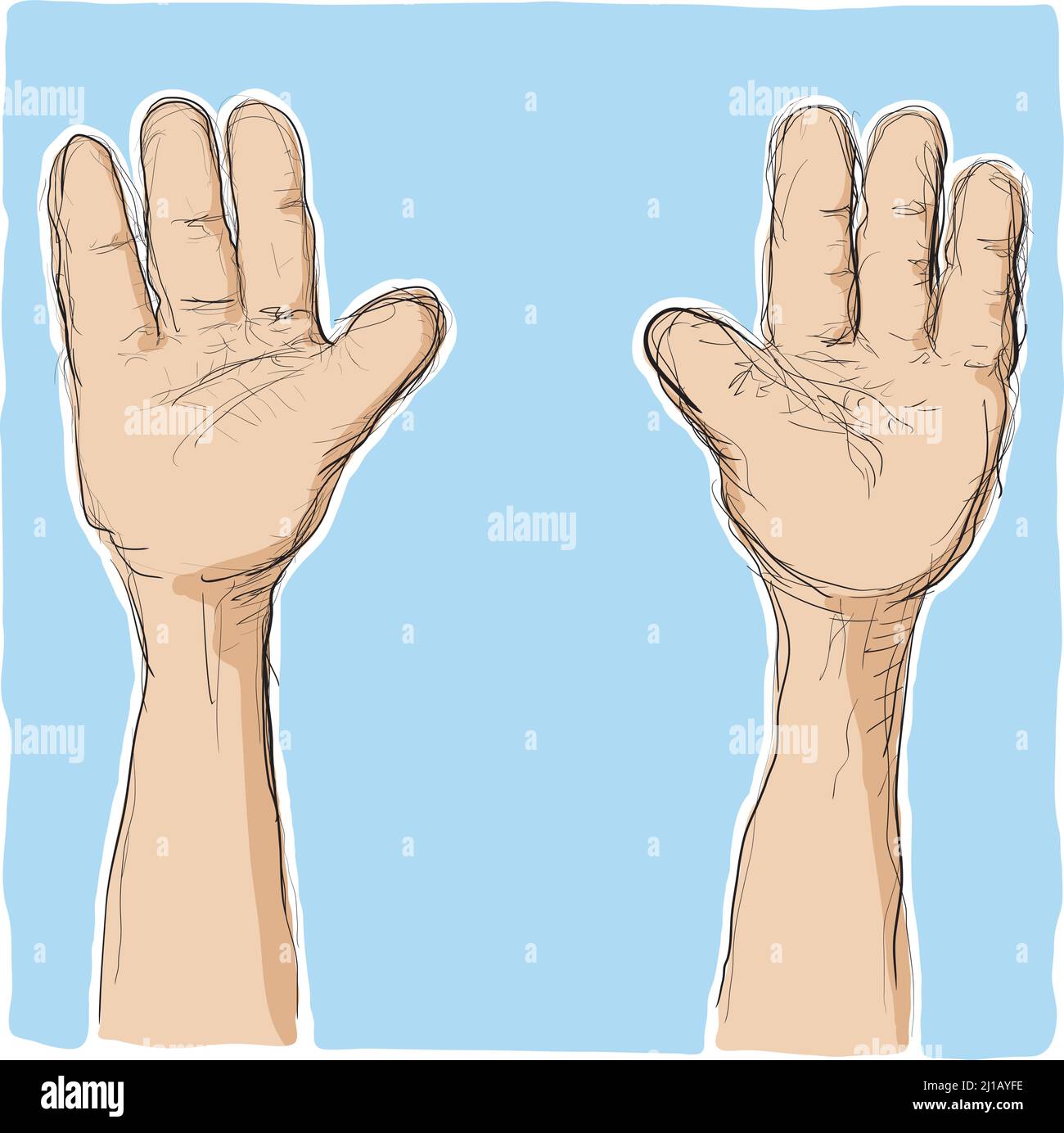 Hands raised up, vector drawing Stock Vector Image & Art - Alamy
