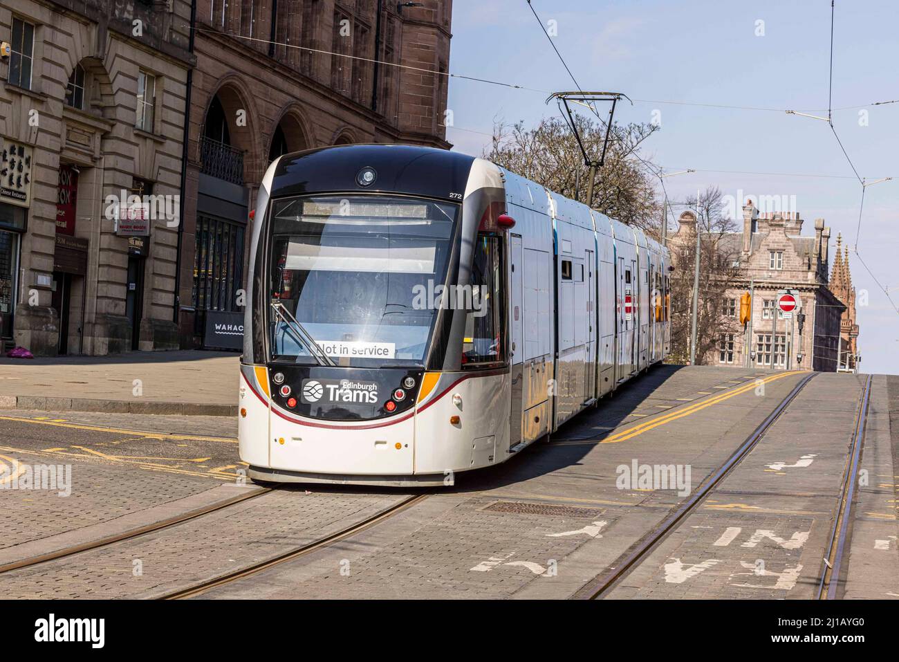 Edinburgh, United Kingdom. 24 March, 2022 Pictured: Edinburgh Trams ...