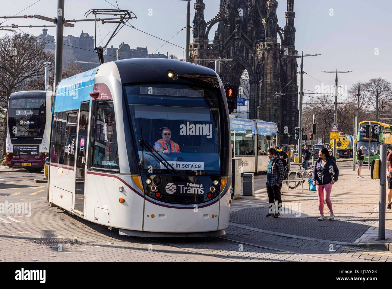 Edinburgh, United Kingdom. 24 March, 2022 Pictured: Edinburgh Trams ...