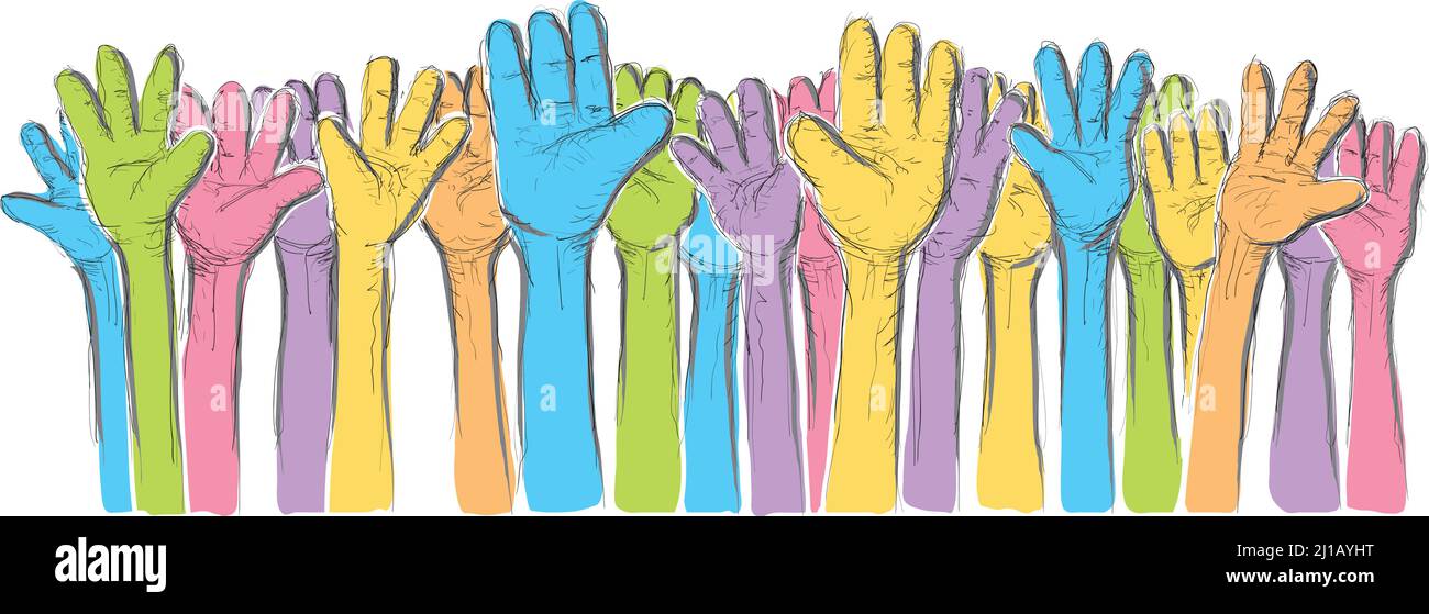 Hands raised up, vector drawing Stock Vector Image & Art - Alamy