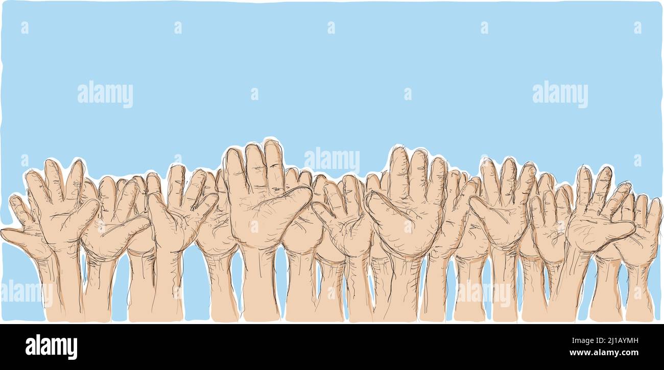 Hands raised up, vector drawing Stock Vector Image & Art - Alamy