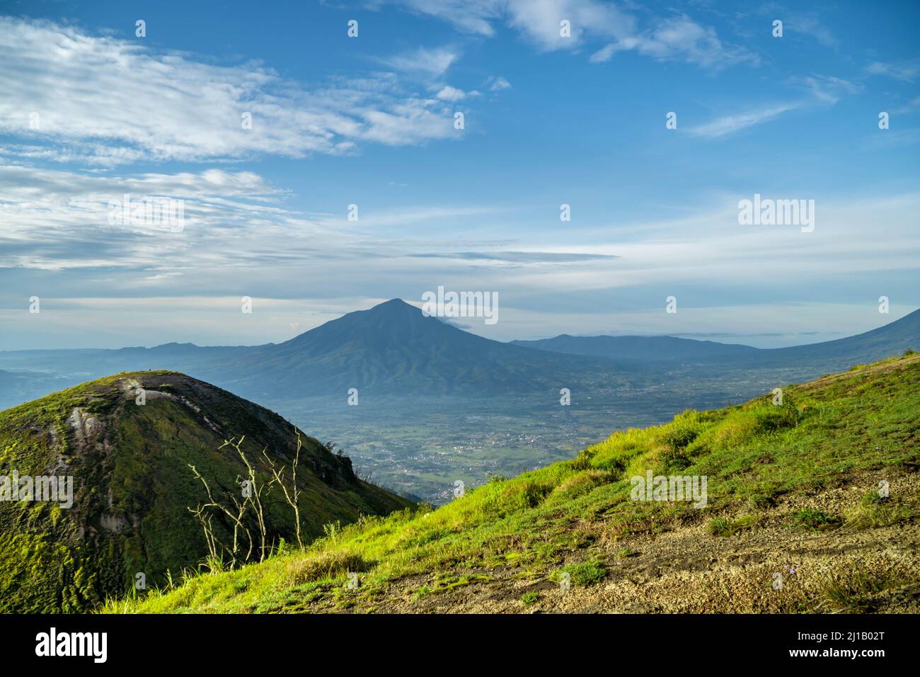 View of Indonesia's mountains with wide green grass Stock Photo - Alamy