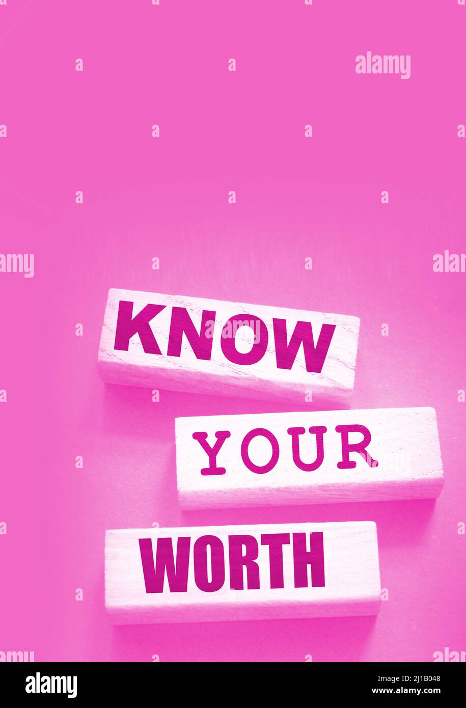 Know Your Worth on wooden blocks. Self motivation coaching HR concept ...