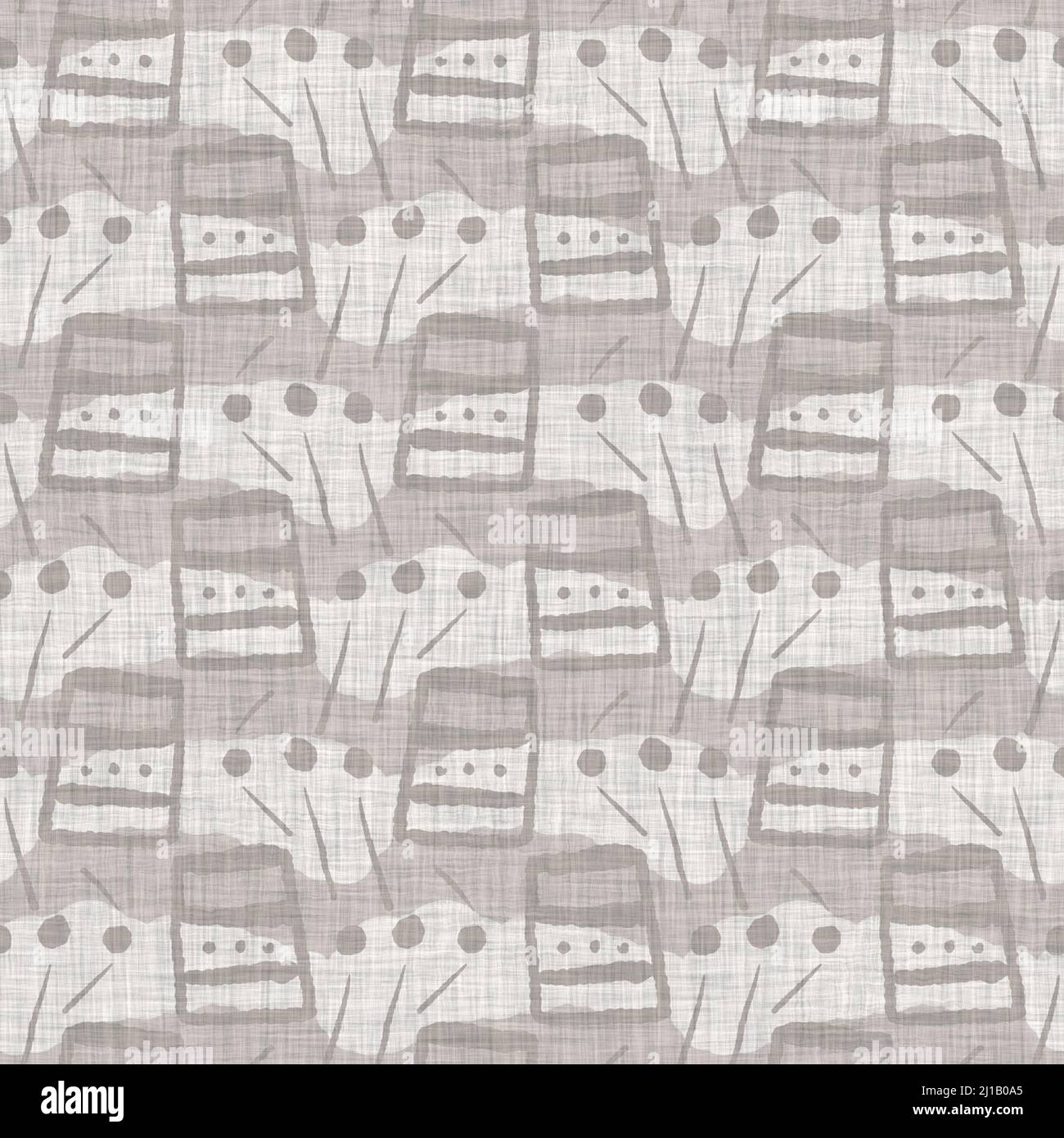 French gray geometric linen seamless pattern. Tonal farmhouse cottage ...