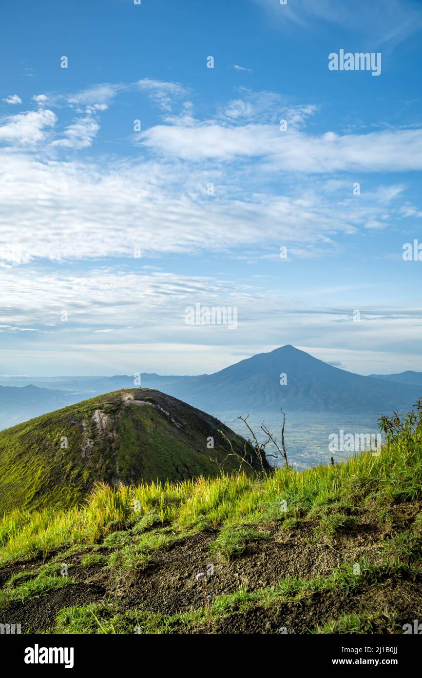 View of Indonesia's mountains with wide green grass Stock Photo - Alamy
