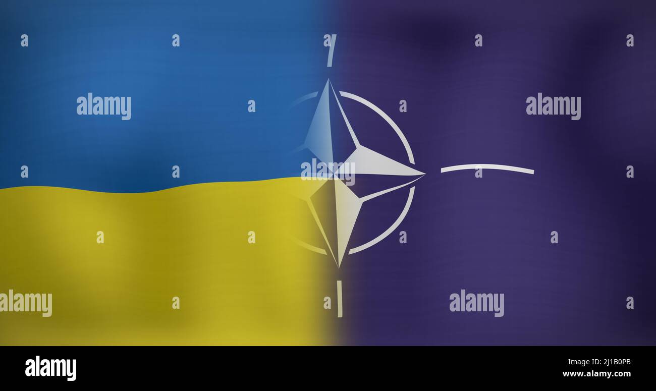 Image of moving and floating flags of nato and ukraine Stock Photo - Alamy