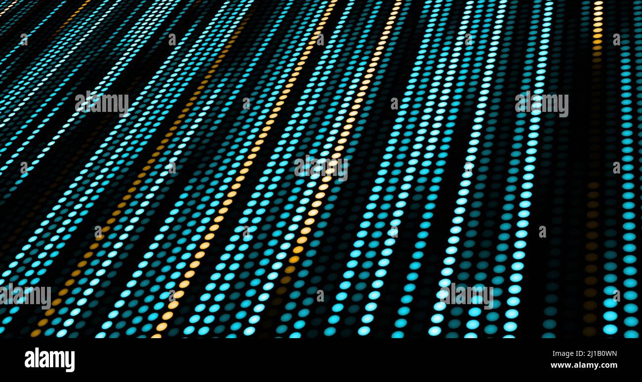 Image of blue and yellow dotted light trails moving in hypnotic motion ...